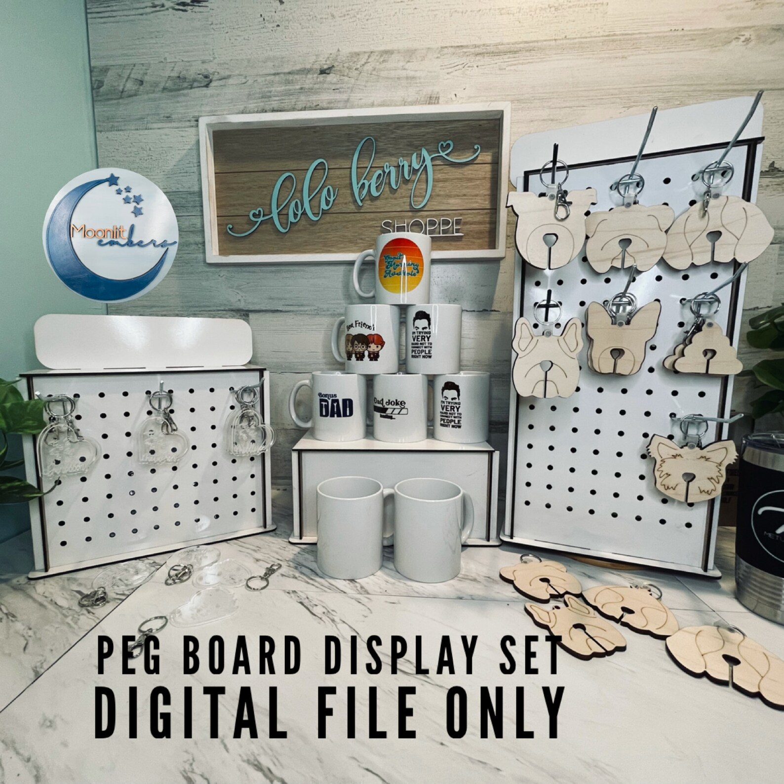 Digital FILE, Peg Board Display 3 Piece Set, 3 Size Display Cases ...
