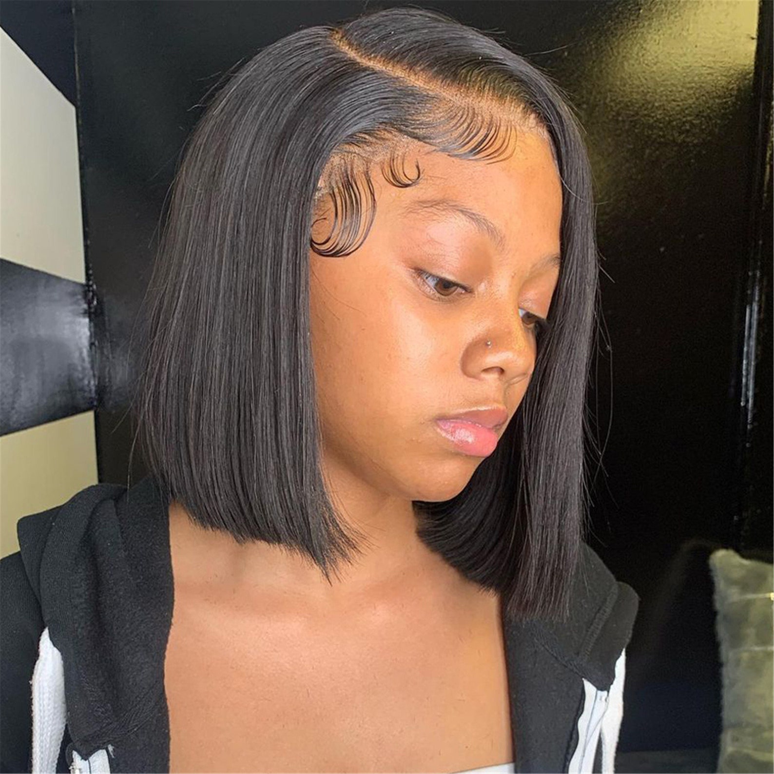 Straight Short Bob Full Lace Frontal Human Hair Wigs Remy Hair | Etsy