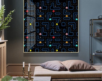 Wall Décor Wall Hangings Home Décor Retro gamer art Pac man ghost Mens ...