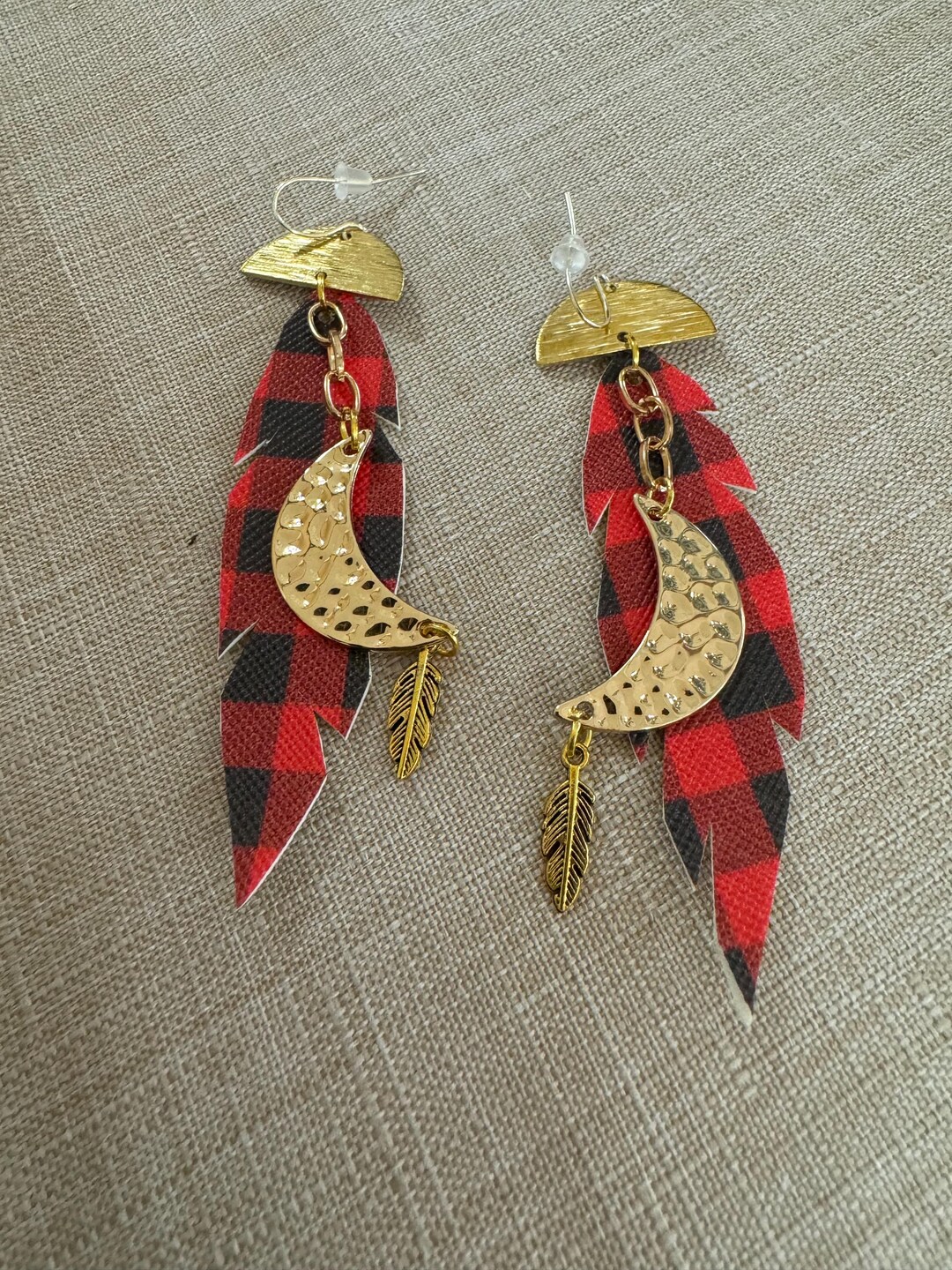 Winter Flannel: Faux Leather Buffalo Plaid With Gold Charms - Etsy