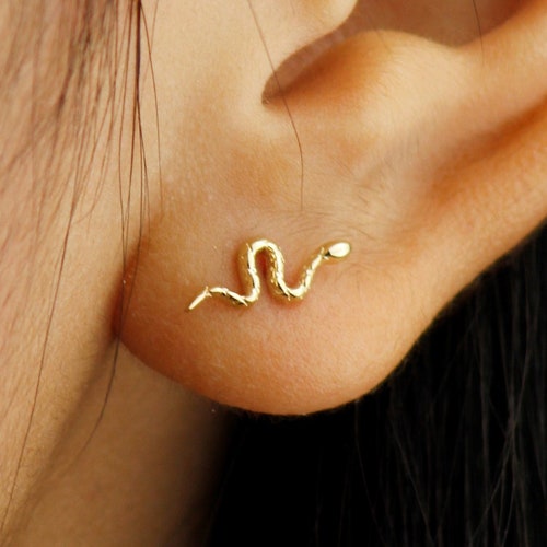 Gold Snake Stud Earrings - Etsy