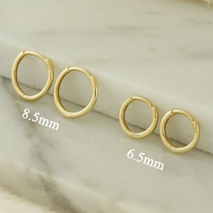 10k Solid Gold Tiny Huggie Hoop Earrings, Real Gold Mini Hoops, Thin ...