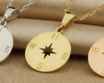 Real Gold Compass Pendant - Etsy