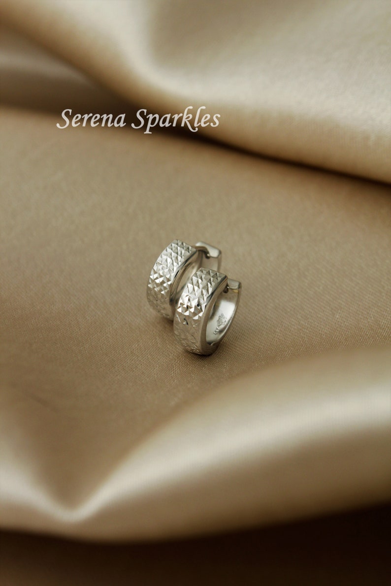 10k Solid Gold Huggies Chunky Real Gold Huggies White Gold - Etsy