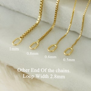 10k Solid Gold Box Chain Necklace, Real Gold Box Chain Made in Italy ...