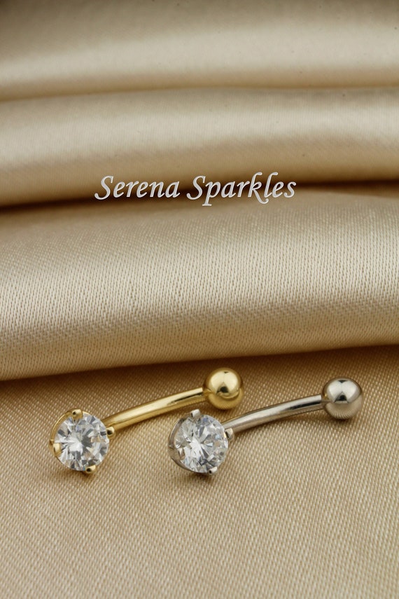 14k Solid Gold Belly Button Externally Threaded Navel Belly - Etsy