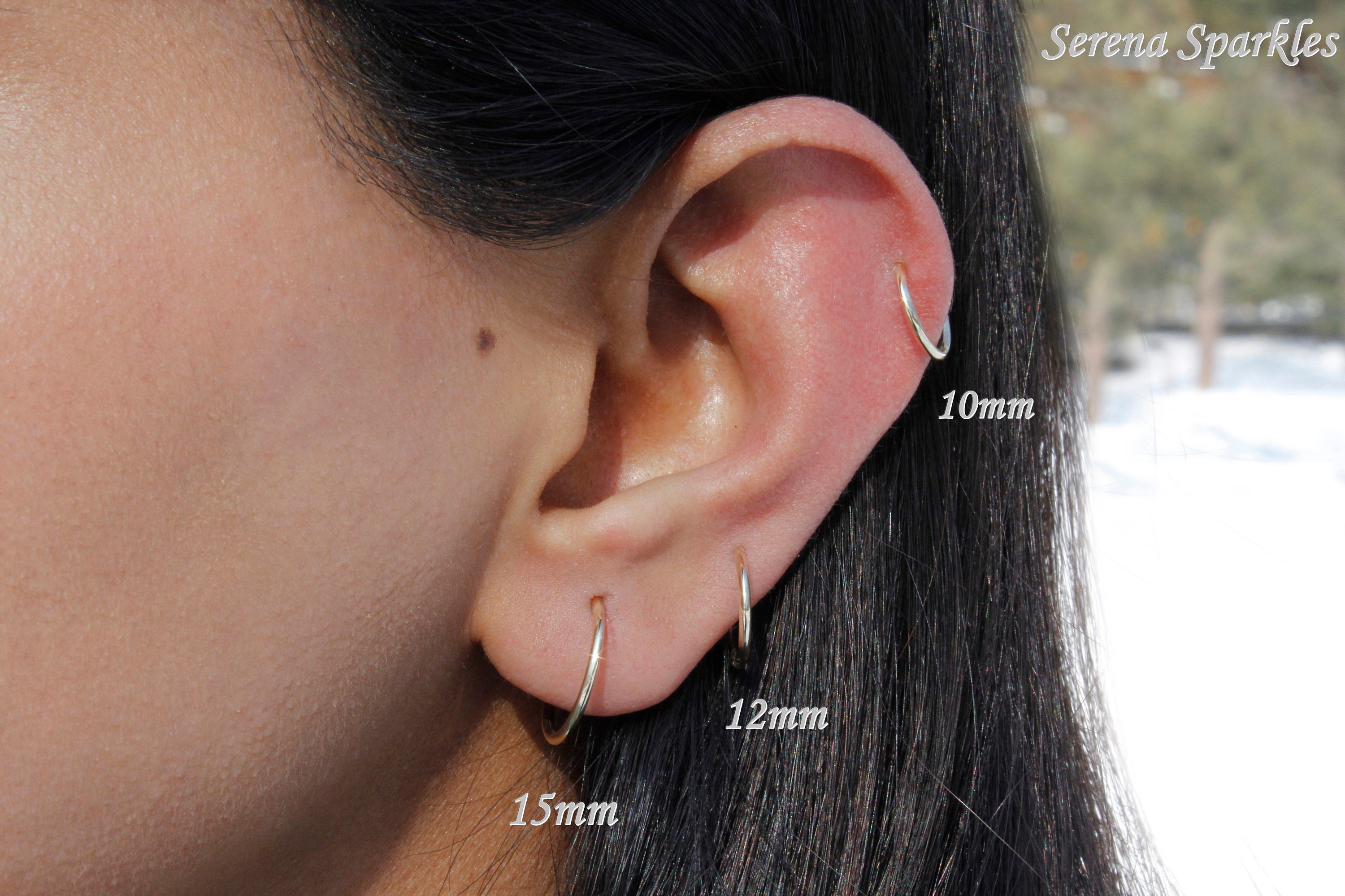 10k Solid Gold Small Continuous Hoops 10mm 12mm 15mm Real - Etsy Canada