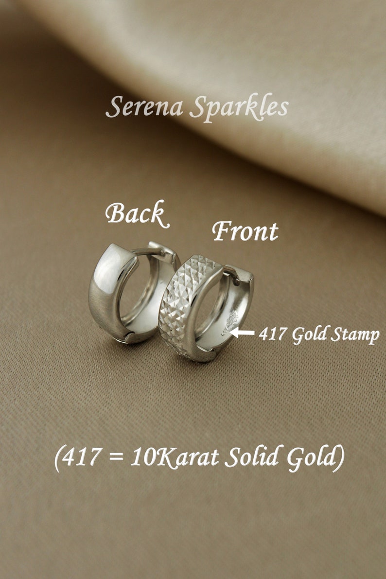 10k Solid Gold Huggies Chunky Real Gold Huggies White Gold - Etsy