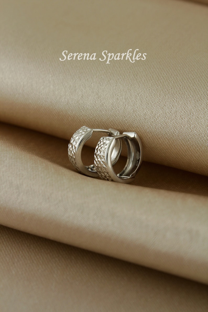 10k Solid Gold Huggies Chunky Real Gold Huggies White Gold - Etsy