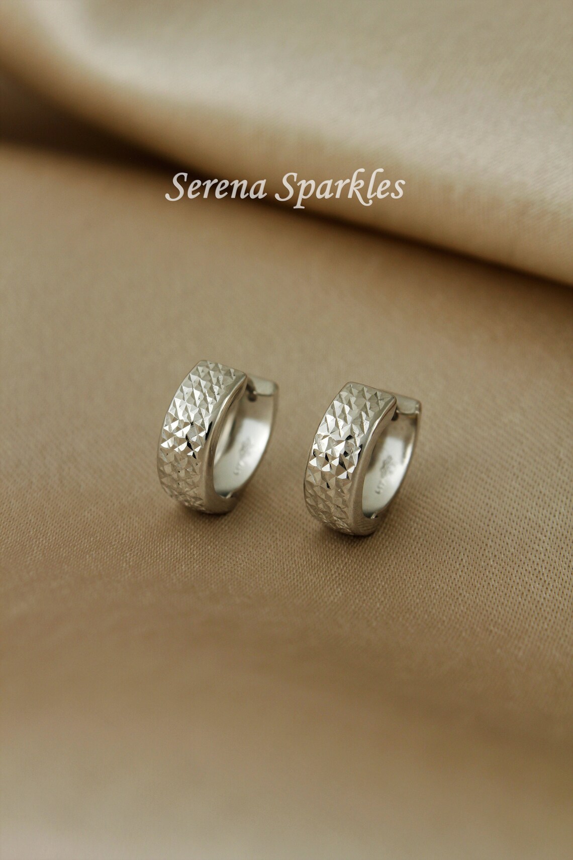 10k Solid Gold Huggies Chunky Real Gold Huggies White Gold - Etsy