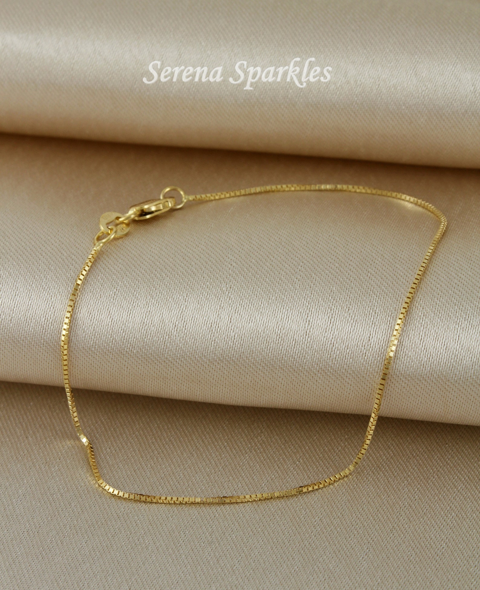 10k Solid Gold Box Chain Bracelet Box Gold Chain Bracelet - Etsy