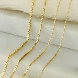 10k Solid Gold Box Chain Necklace, Real Gold Box Chain Made in Italy ...