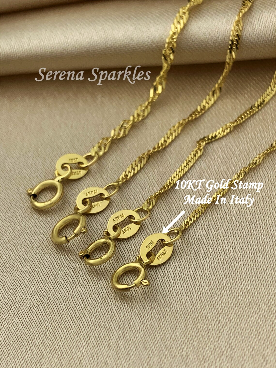 10k Solid Gold Twisted Chain Necklace Real Gold Singapore - Etsy