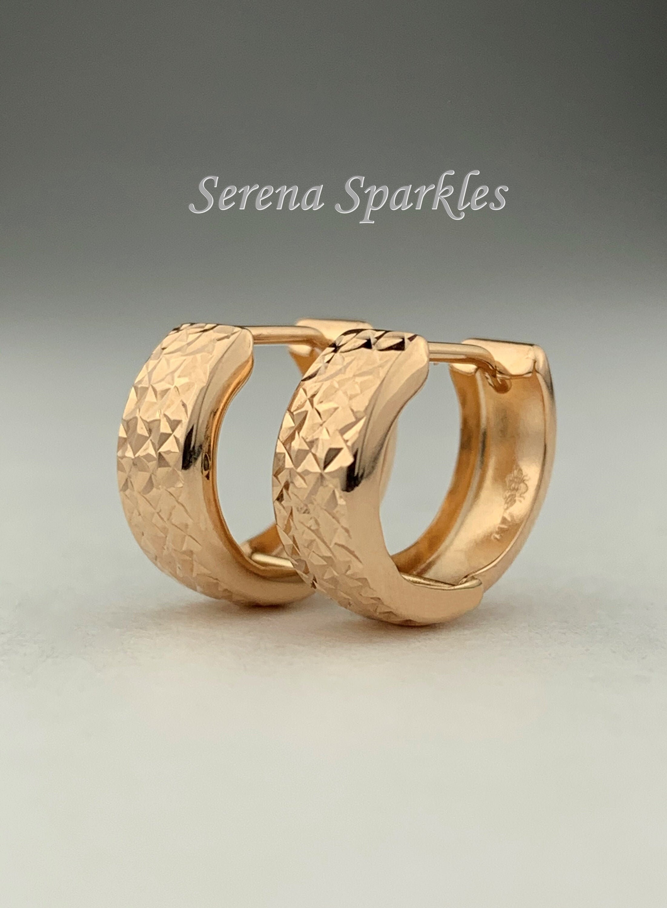 10k Solid Gold Huggie Earrings, Chunky Gold Huggies, Real Gold Huggies ...