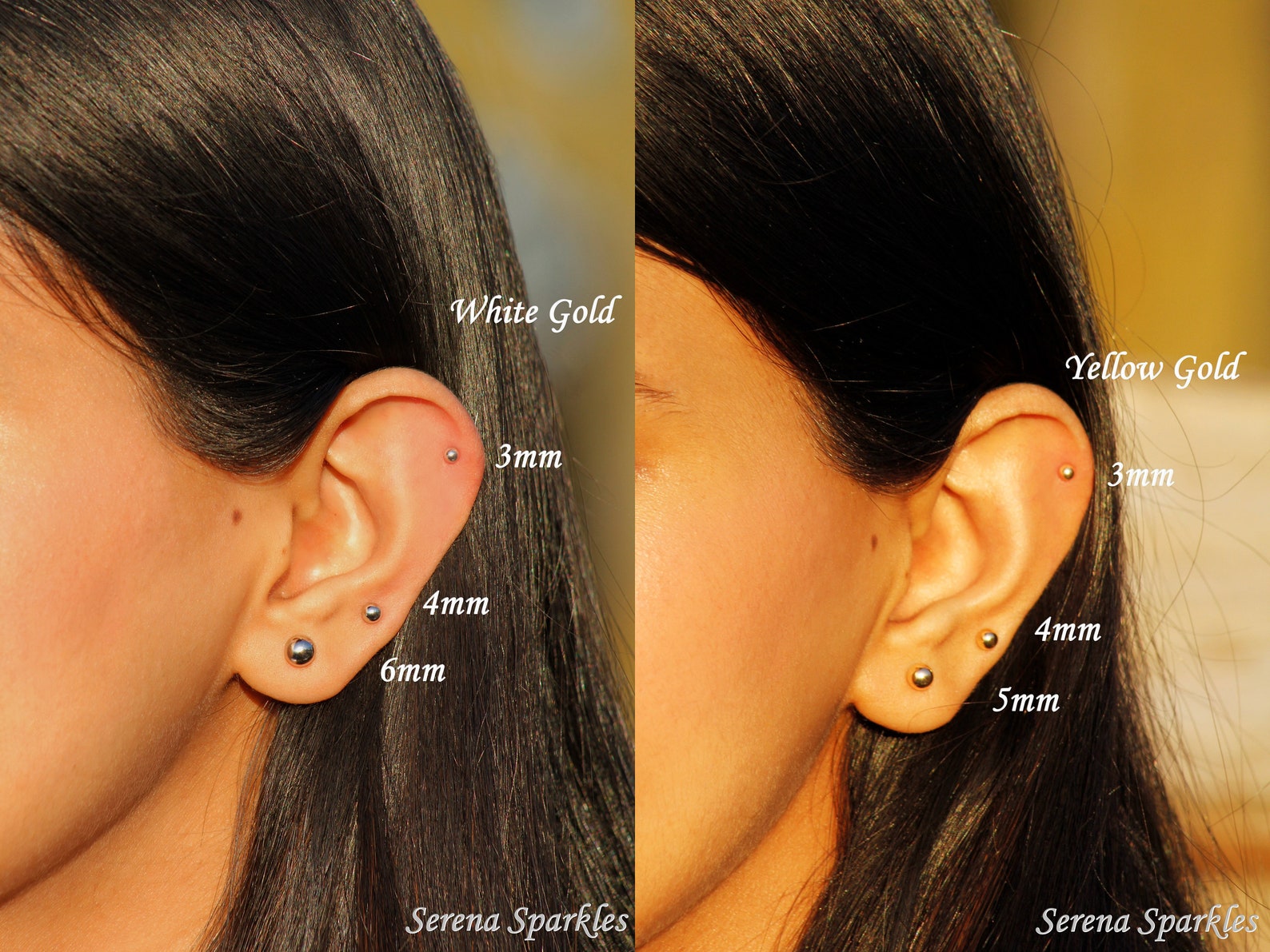 14k Solid Gold Ball Ear Stud Earrings Plain Real Gold - Etsy