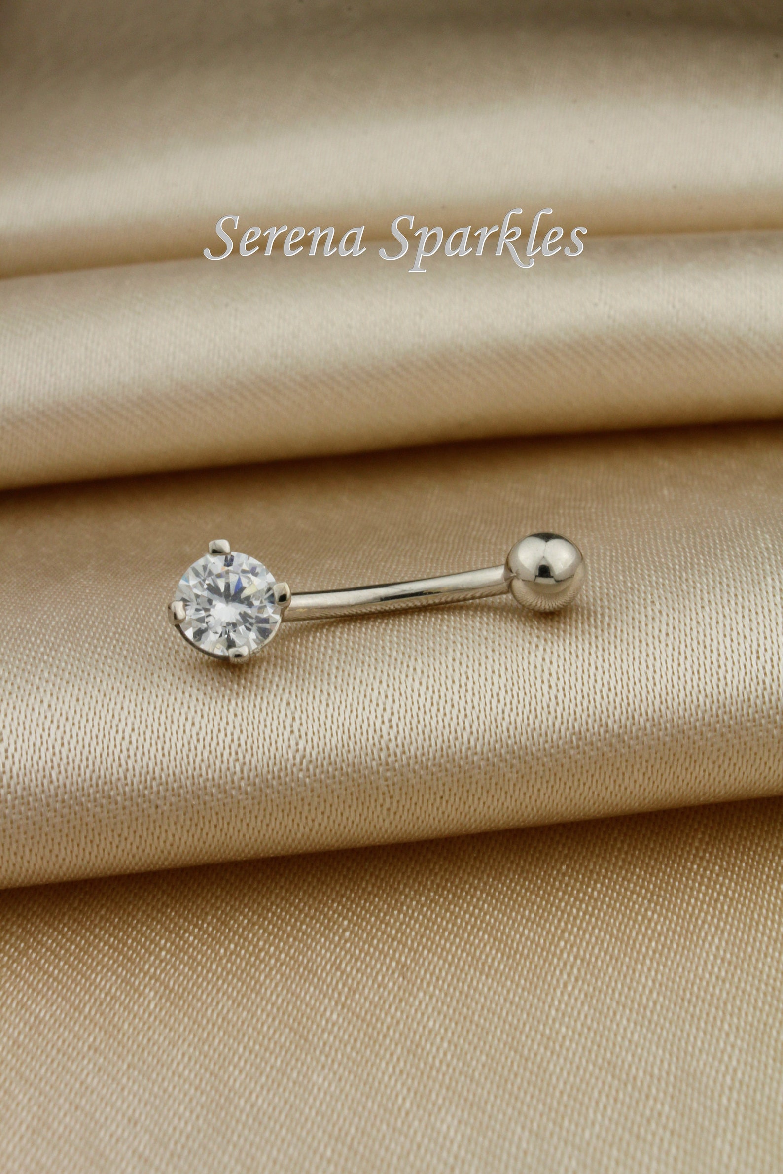 14k Solid Gold Belly Button, Externally Threaded Navel Belly Ring ...