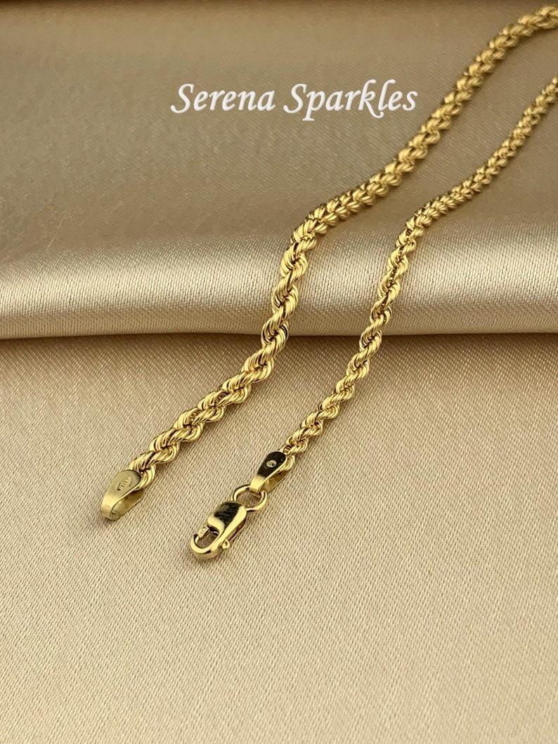 10k Real Gold Rope Chain Bracelet Twisted Real Gold Chain - Etsy