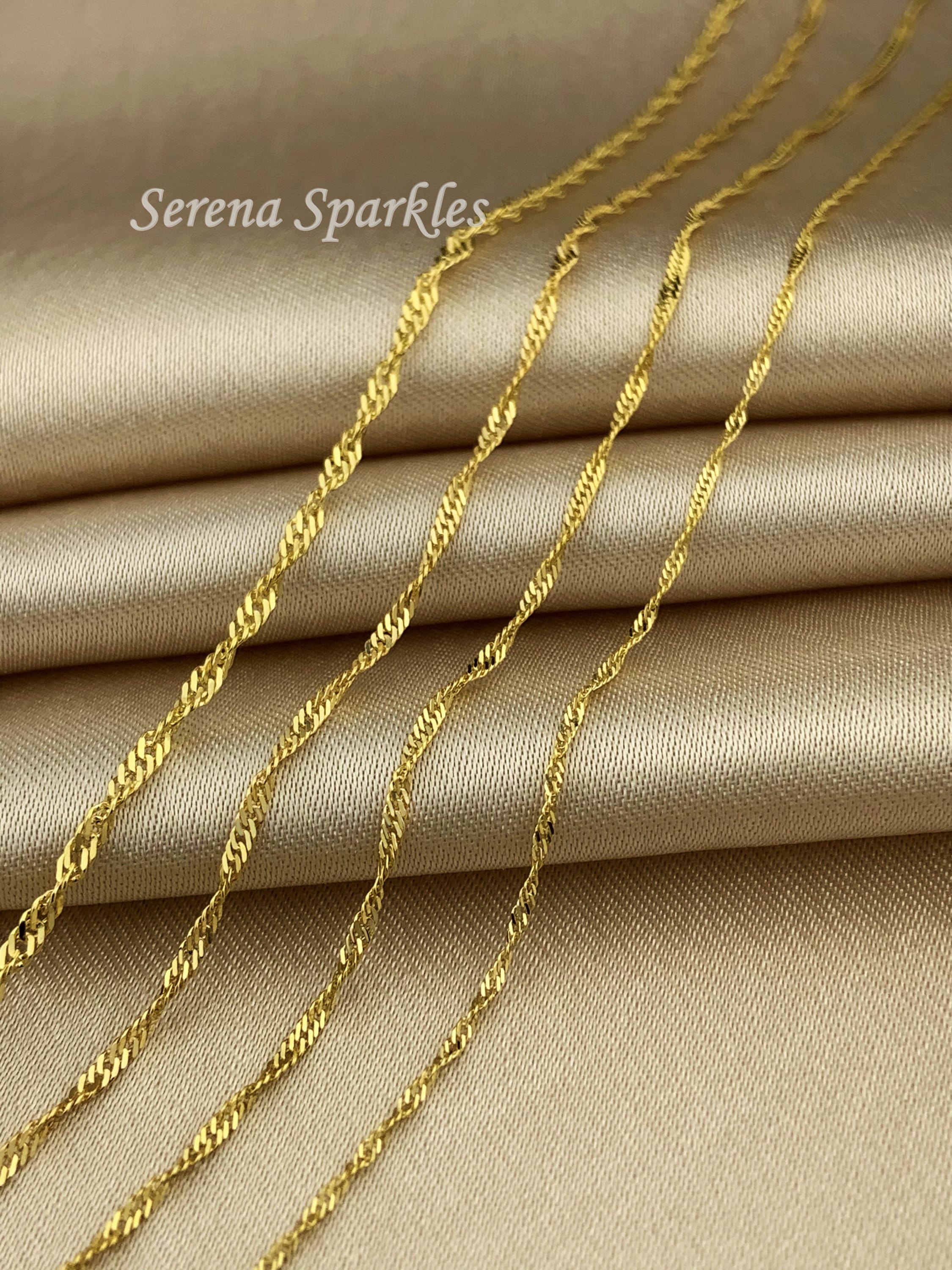 10k Solid Gold Twisted Chain Necklace Real Gold Singapore - Etsy