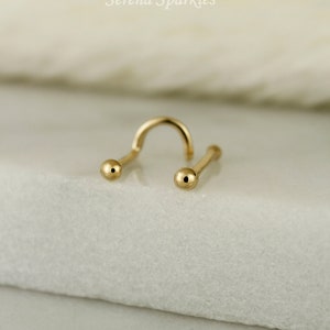 14k Solid Gold Ball Nose Stud, 20G Solid Gold Nose Stud, Gold U Shape Nose Stud, 20 Gauge Gold ...