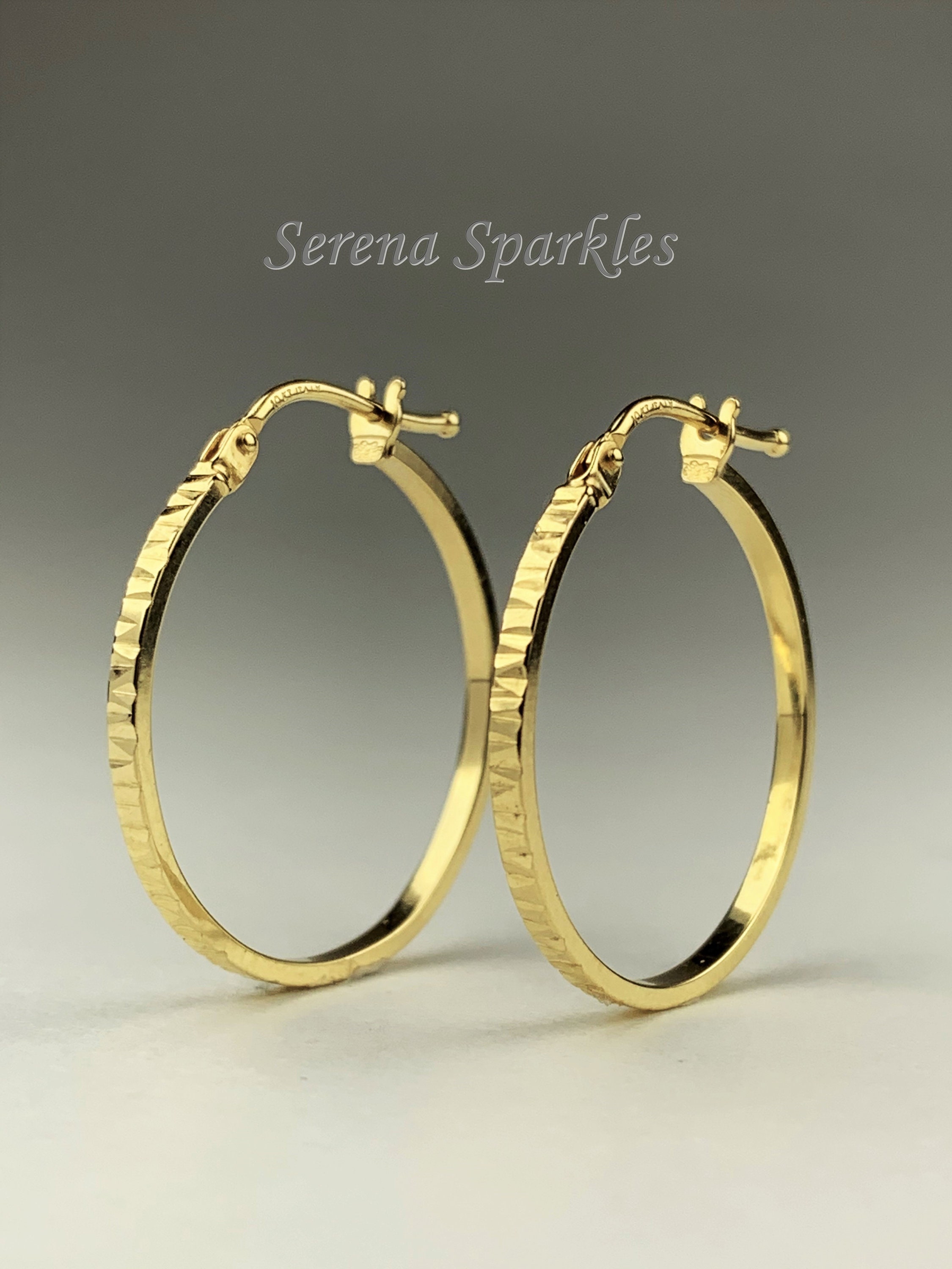 10k Solid Gold Hoop Earrings Real Gold Hoop Earrings Light | Etsy