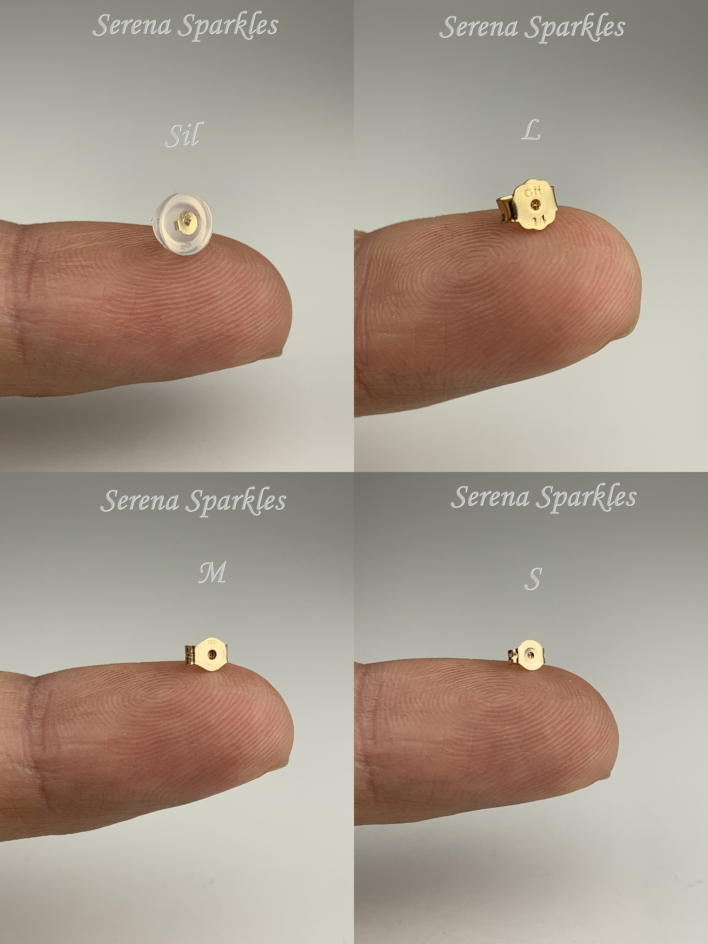14K Solid Gold Push Back Pairs- Replacement Backing- Silicon Gold Push ...