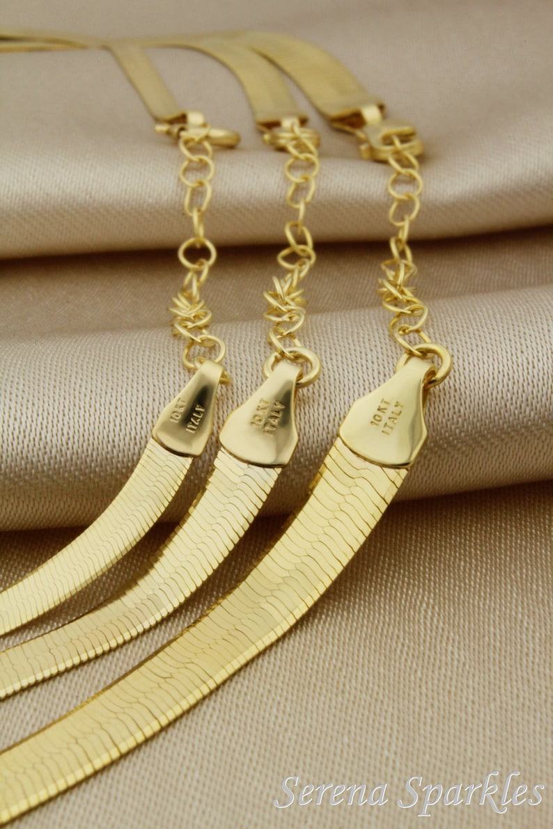 10k Solid Gold Herringbone Chain Real Gold Herringbone Chain - Etsy Canada