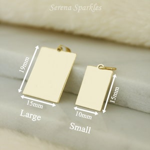 10k Solid Gold Engravable Tag Necklace, Real Gold Tag Pendant, Gold ...