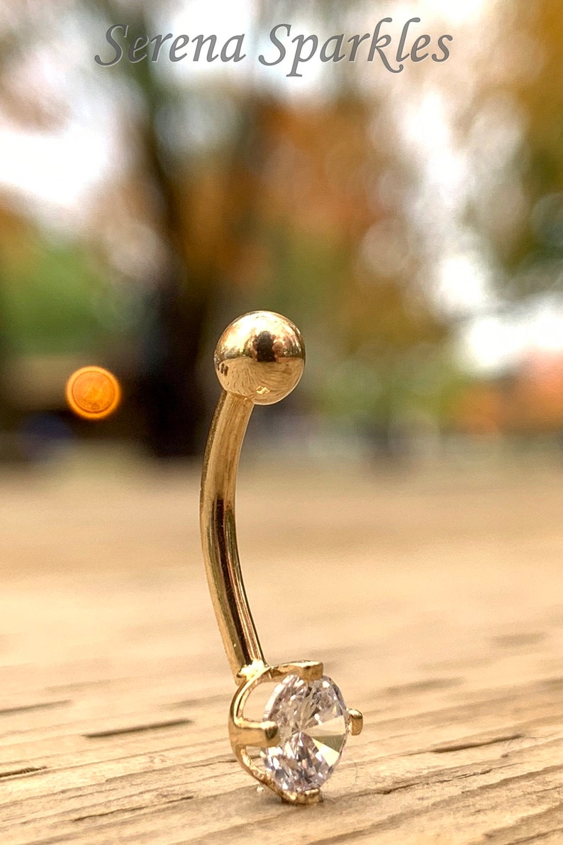 14k Solid Gold Belly Button Externally Threaded Navel Belly - Etsy