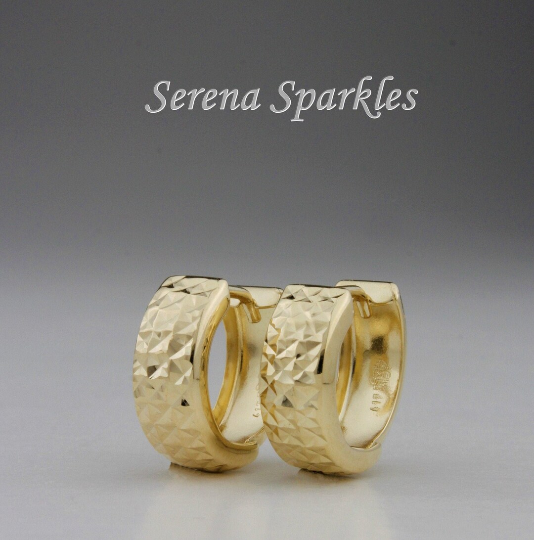 10k Solid Gold Huggie Earrings, Chunky Gold Huggies, Real Gold Huggies ...