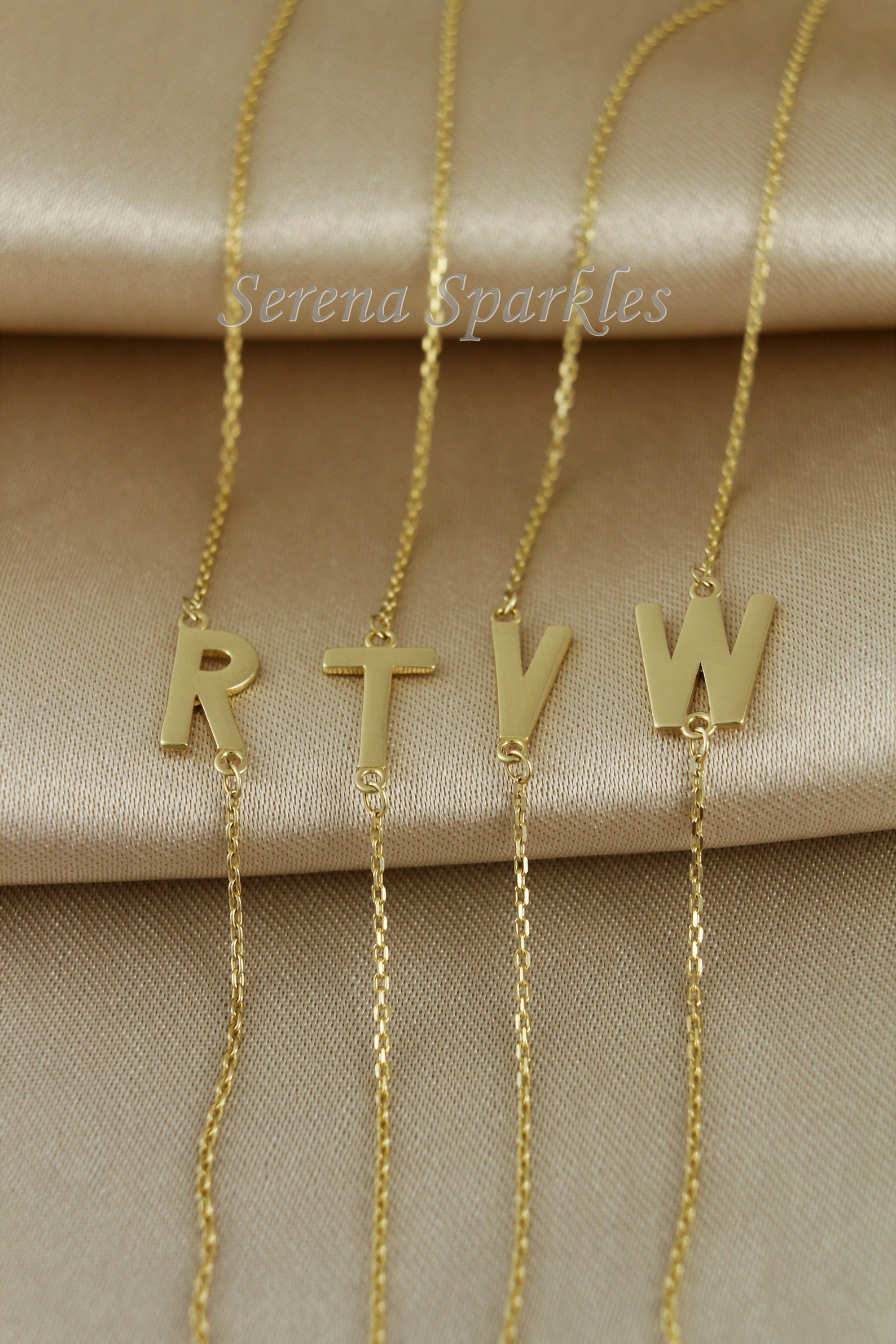 10k Solid Gold Initial Bracelet, Real Gold Personalized Bracelet, Gold ...