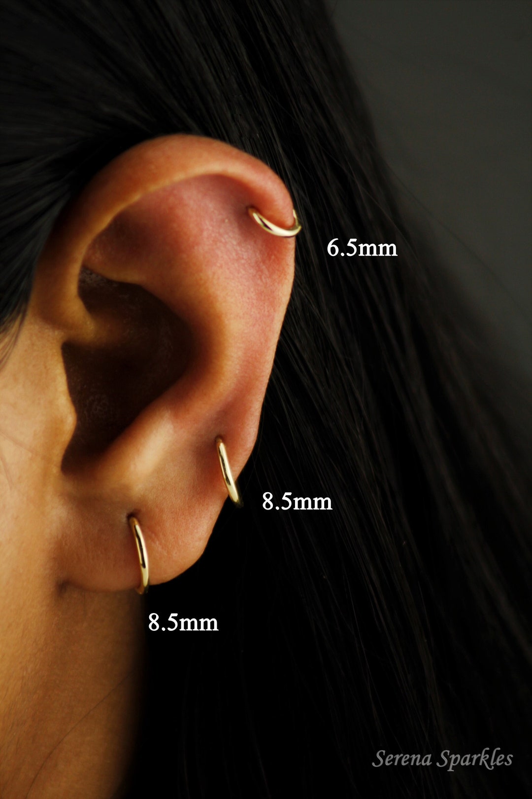 10k Solid Gold Tiny Huggie Hoop Earrings, Real Gold Mini Hoops, Thin ...