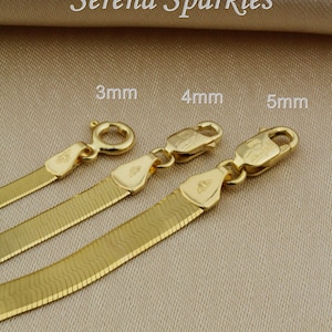 10k Solid Gold Herringbone Chain, Real Gold Herringbone Chain Necklace ...