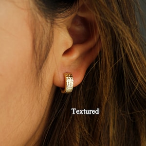 10k Solid Gold Huggies, Real Gold Huggie Hoop Earrings, Chunky Gold ...