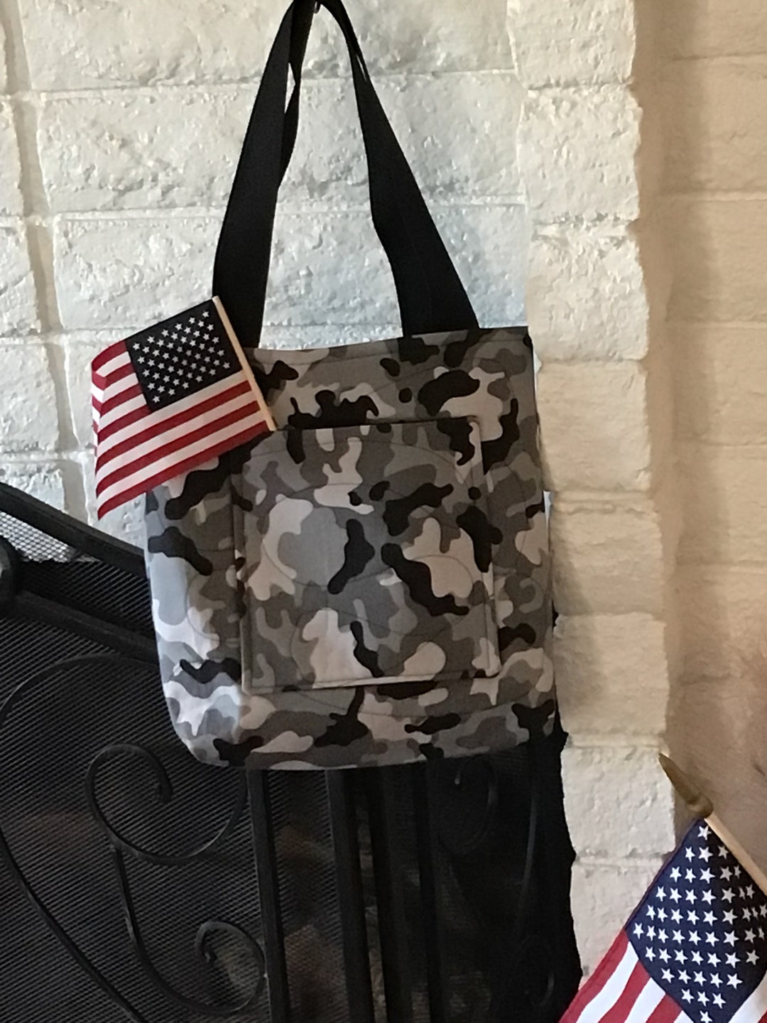 Military Inspired Medium Sized Camouflage Tote, Military Spouse Black ...