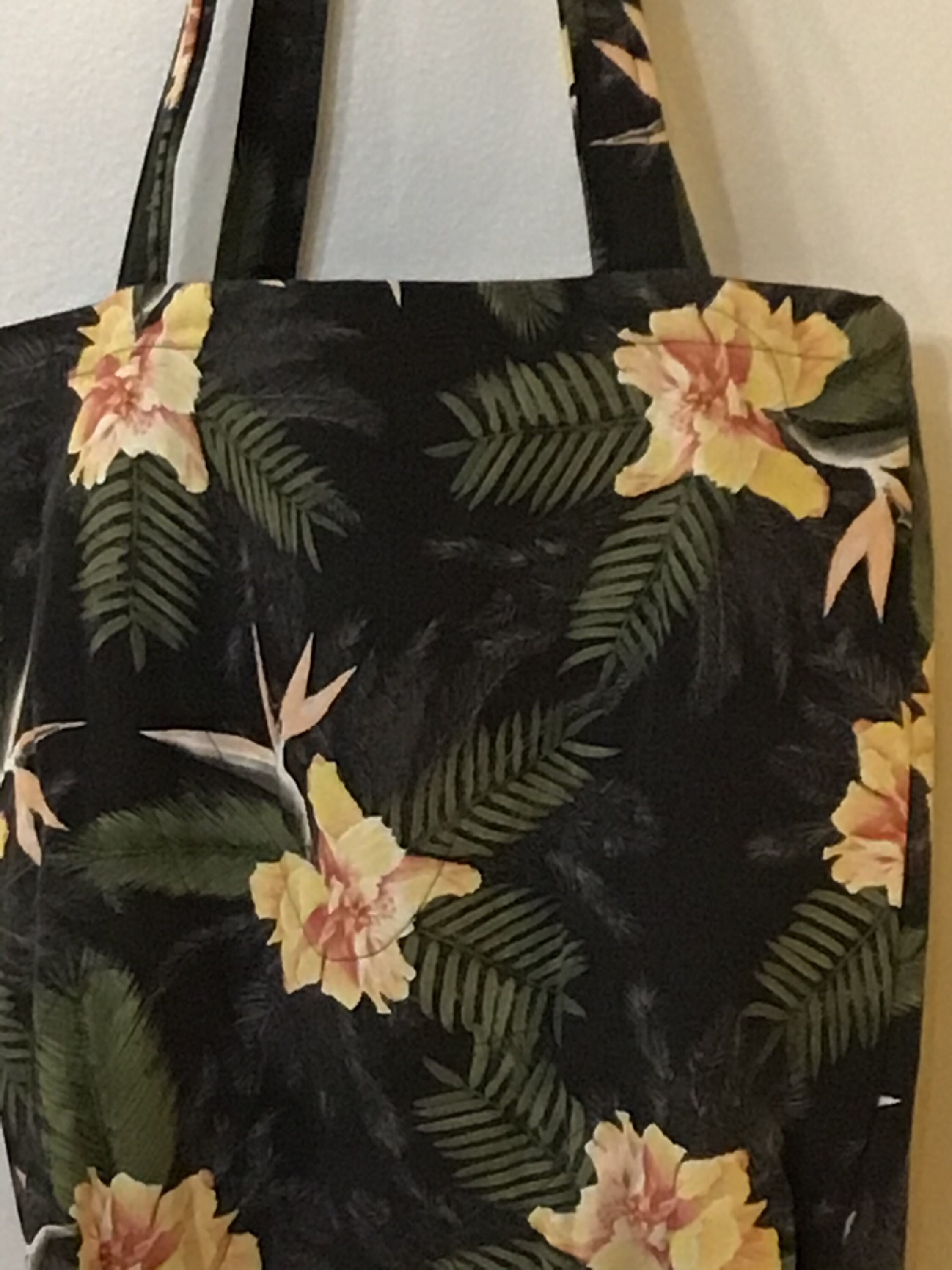 Black Bird of Paradise Beach Bag, Hawaiian Tropical Beach Bag, Vacation ...