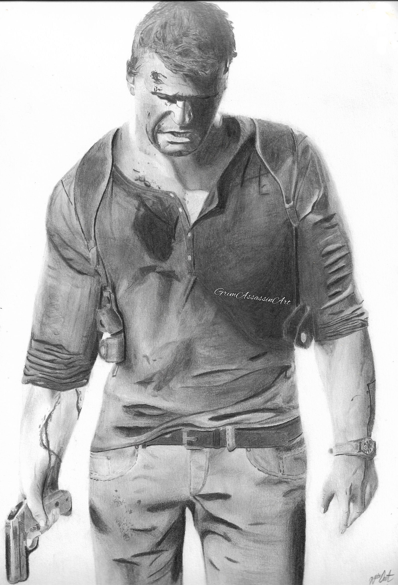 Nathan Drake Uncharted 4 / Graphite Print Pencil Drawing - Etsy