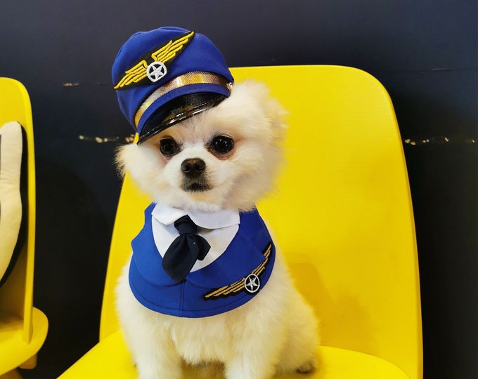 Dog Pilot Costume Halloween, Air Force Dog Bandana, Air Captain Dog Bandana, Pet Airman Bib ...