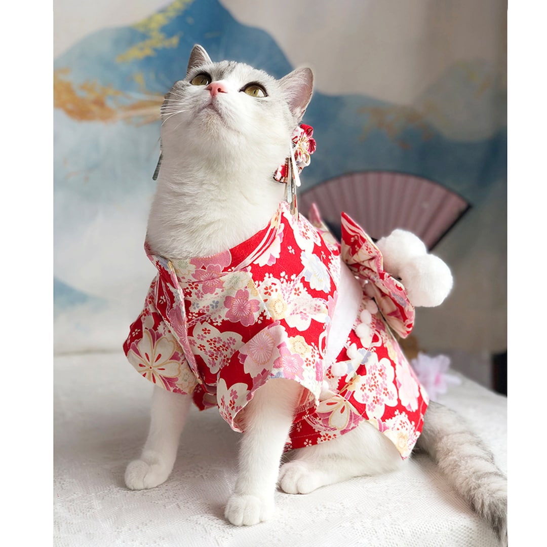Cat Kimono, Japanese Kimono Dress for Cats and Dogs, Pet Halloween ...