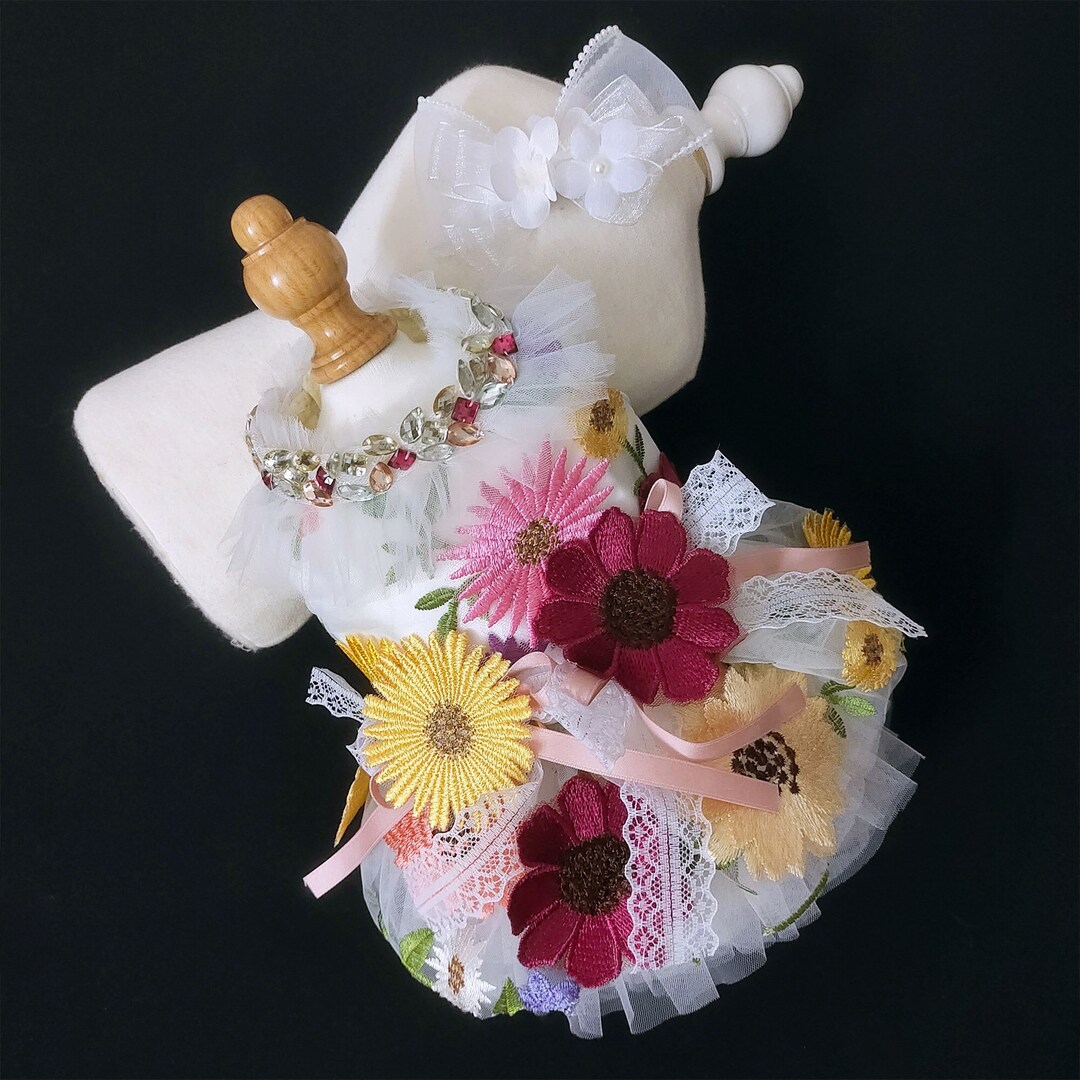 Dog Harness Tutu Dress, 3D Sunflower Fancy Dress for Dog, Cat Dog ...