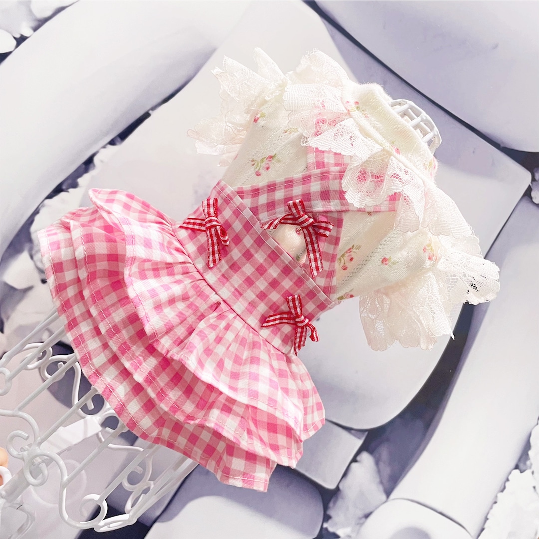 Pink Gingham Barbiecore Dog Overall Dress With Flower Top, Halloween ...