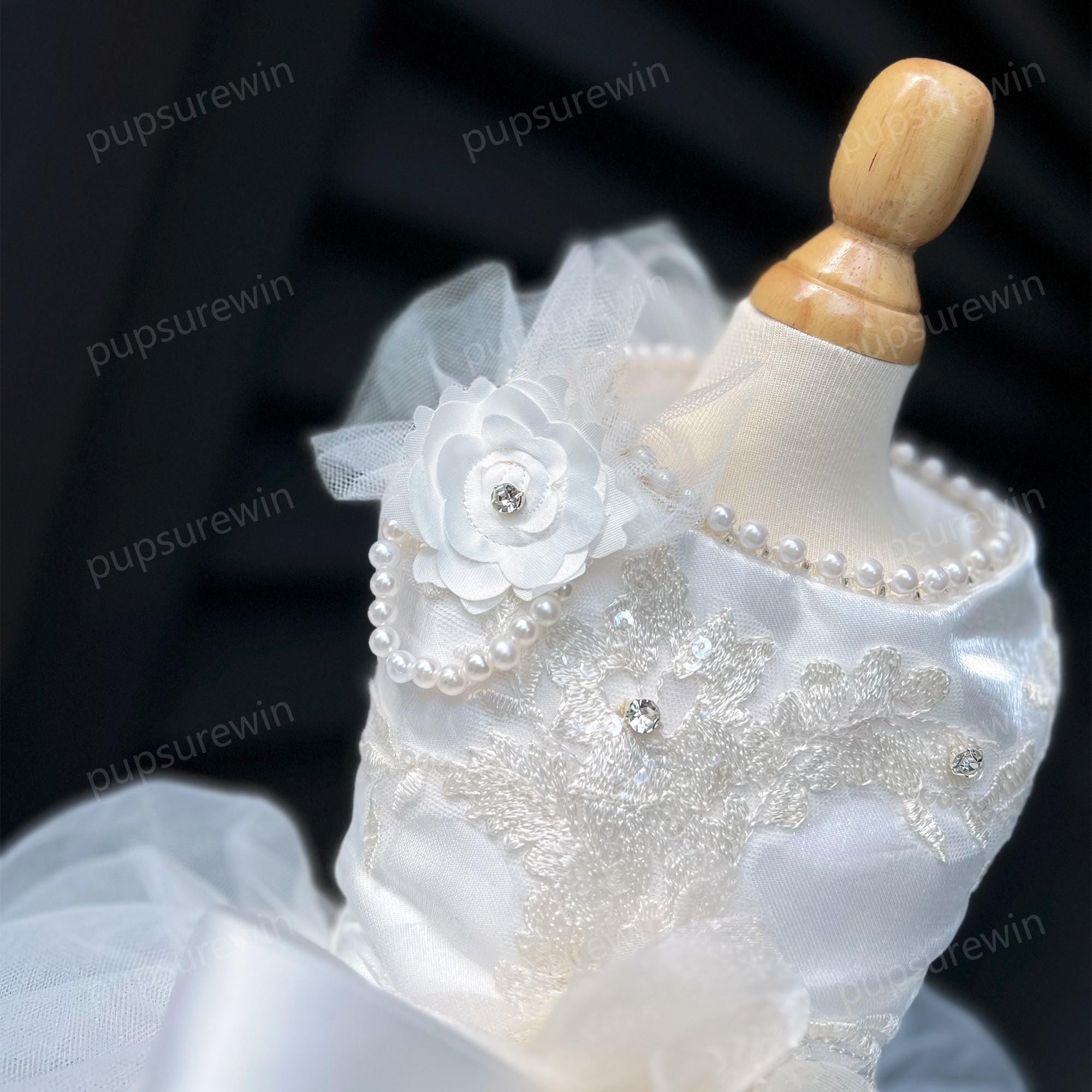 Wedding Dog Dress, Flower Girl Bridal White Tulle Dress for Cats and ...