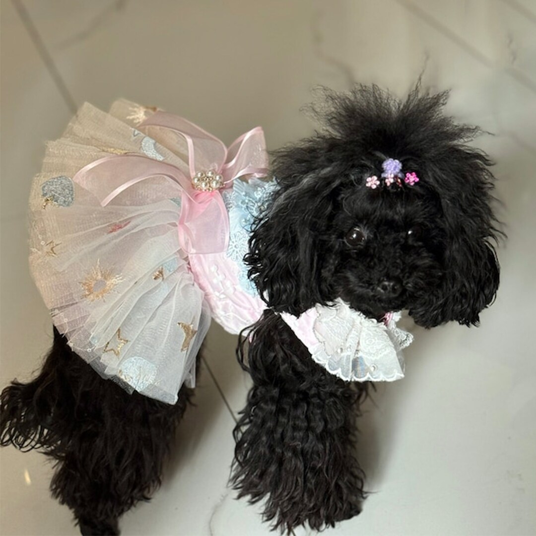 Dog Flower Tutu Dress Custom Size, Pink Wedding Dress for Large Dogs ...