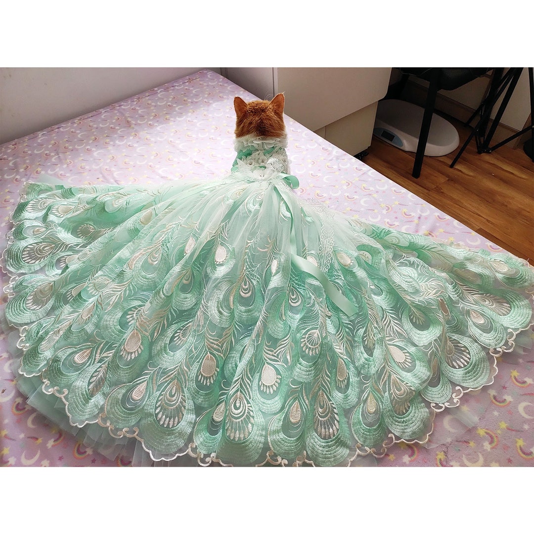 Cat Wedding Long Trailing Dress Mint Green Floor Length Gown - Etsy