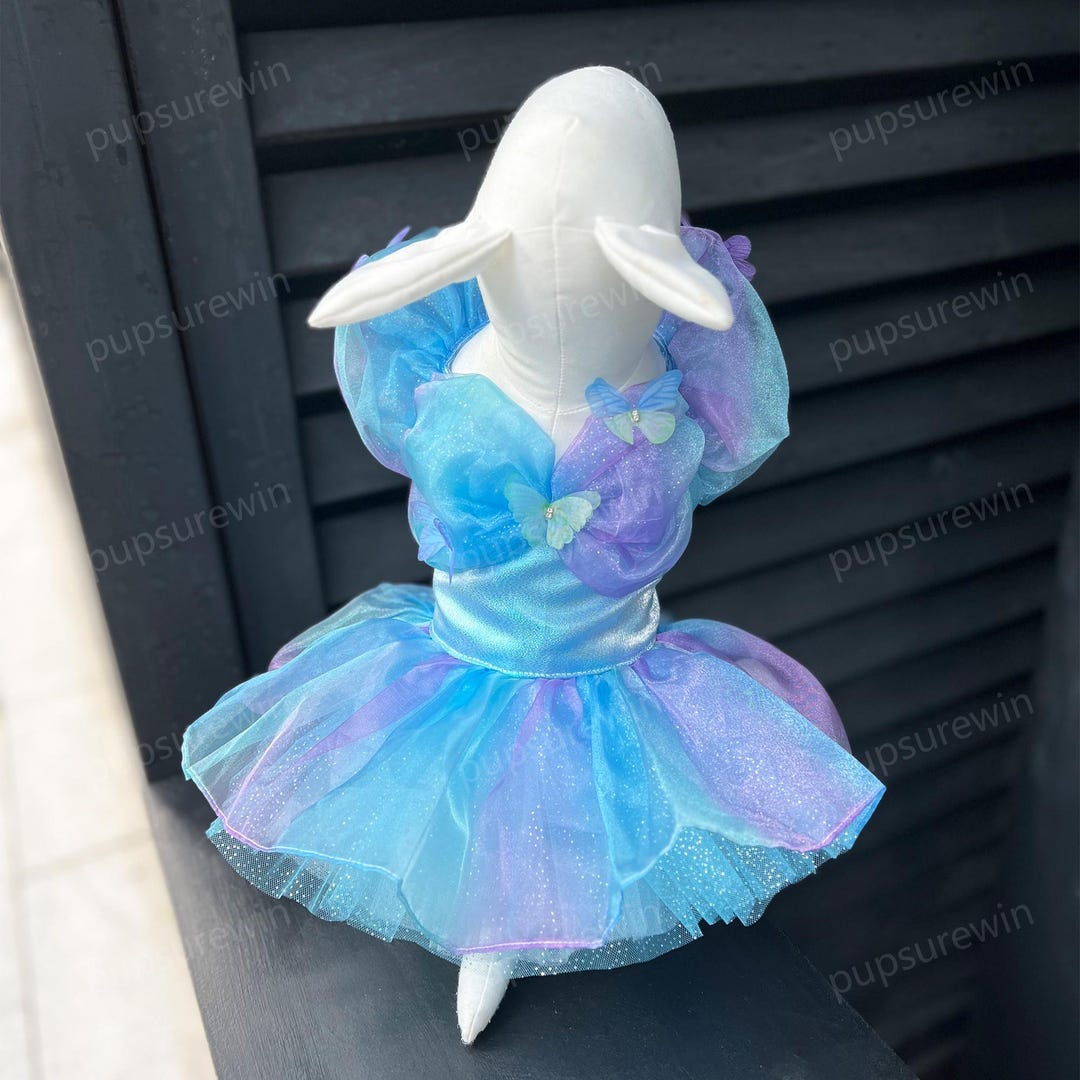 Cinderella-inspired Dog Dress Halloween Pet Costume, Sparkling Blue ...