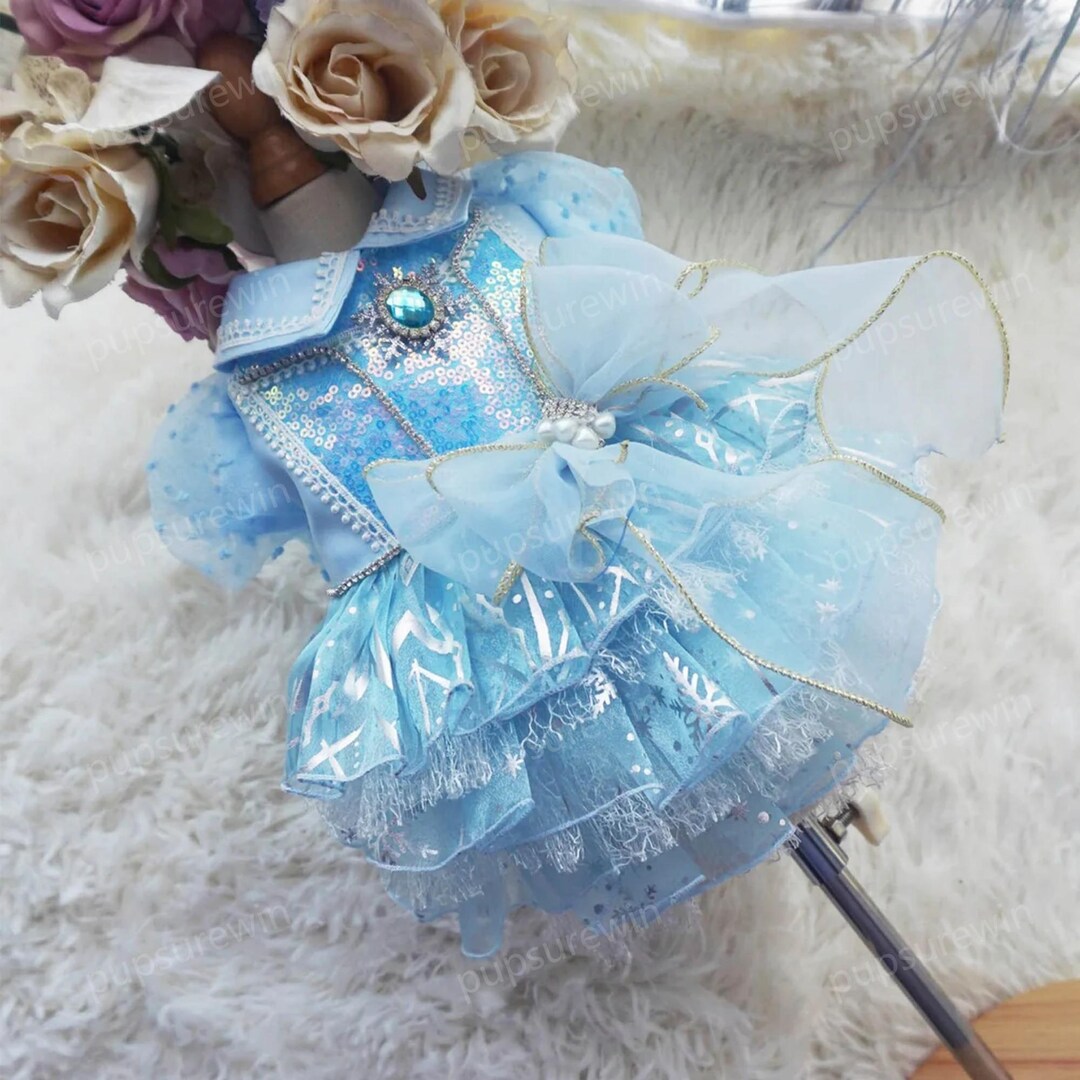Halloween Dog Costume Elsa Inspired Princess Dress, Blue Sequin ...