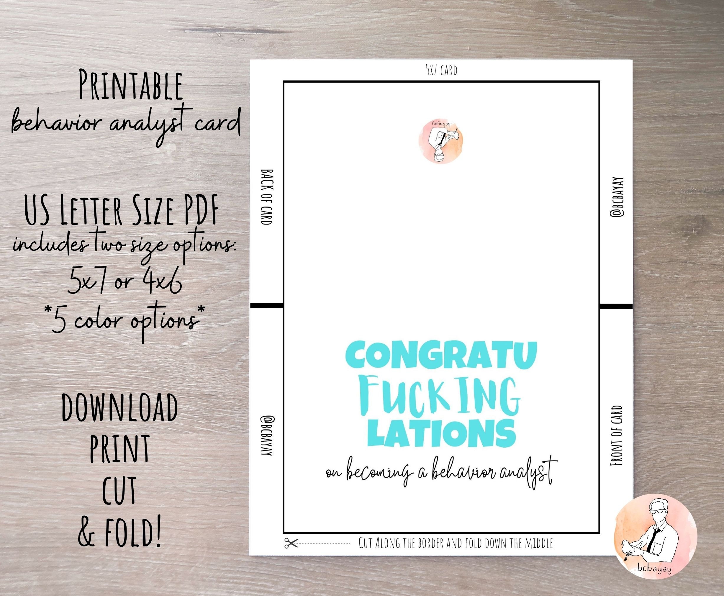 BCBA Congratulations Card Digital Download | BCBA Card | ABA Card ...