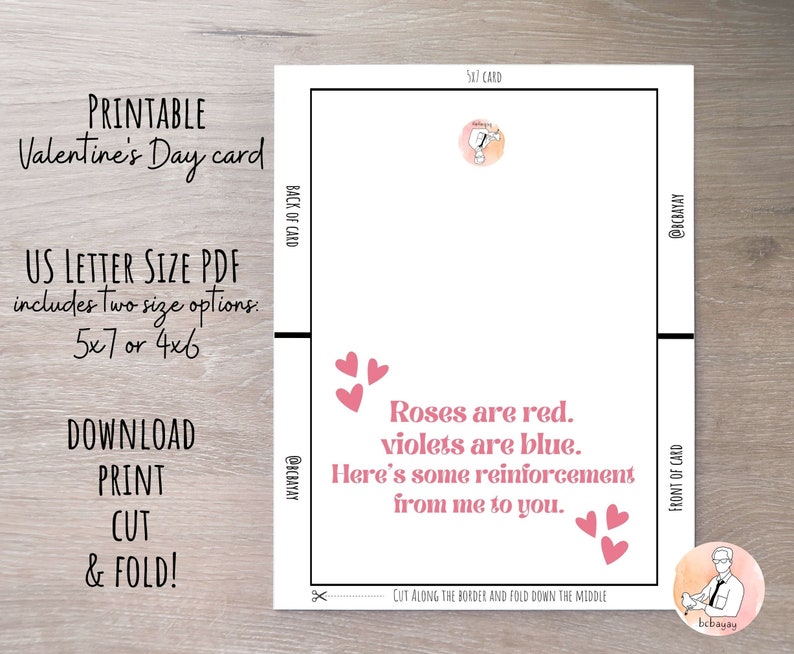 Roses Are Red Reinforcement ABA Valentine's Day Card Digital Download ...