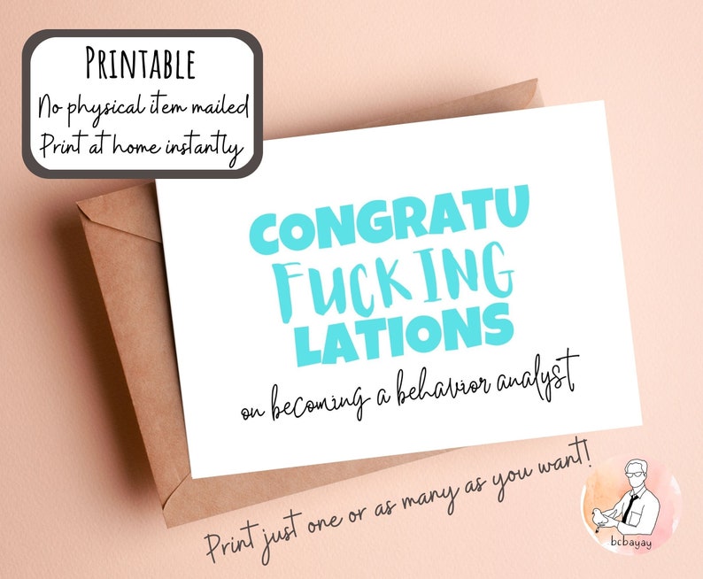 BCBA Congratulations Card Digital Download | BCBA Card | ABA Card ...