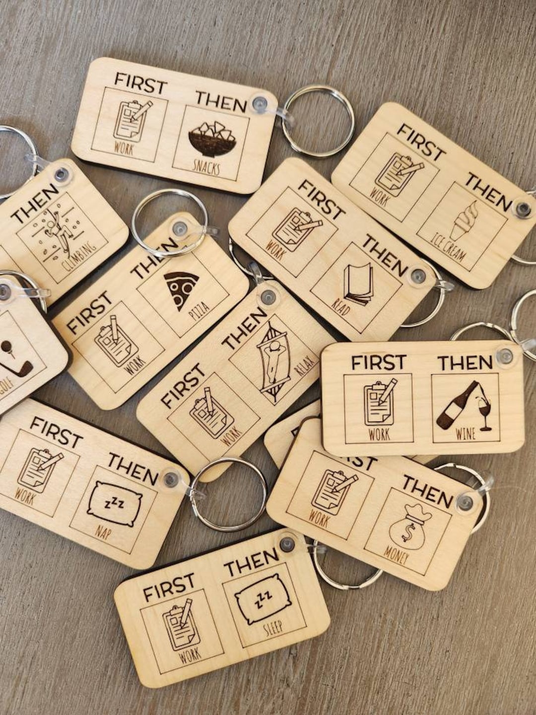 First Then Wood Keychain | Aba Keychain | Bcba Keychain | Behavior ...