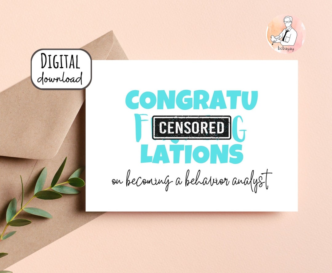 BCBA Congratulations Card Digital Download | BCBA Card | ABA Card ...